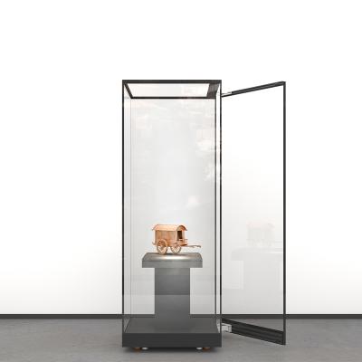 China Custom Museum Display Cabinet Frameless Glass Freestanding Display Cabinets for sale