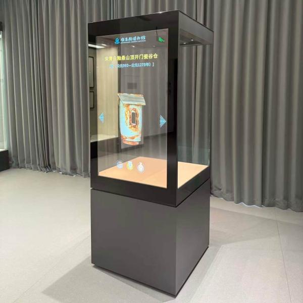 Quality Modern Museum Display Cabinet Custom OLCD Touchscreen Freestanding Display Cabinet for sale