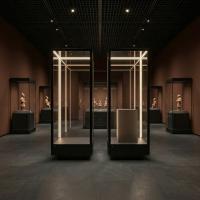 Quality Glass Panel Metal Frame Freestanding Display Cabinet Museum Display Cabinet With for sale