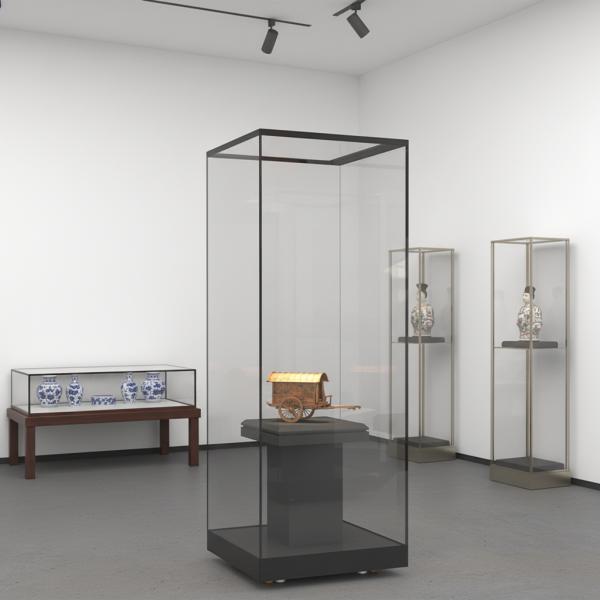 Quality Transparent Museum Style Display Case Full View For Antiques Porcelain Storage for sale