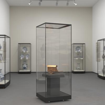 China High End Freestanding Display Case Glass Museum Display Cabinet With LED Lighting for sale