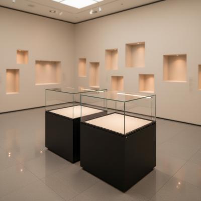 China Flip Open Counter Display Cabinet Custom Museum Constant Temperature And Humidity Display Case for sale