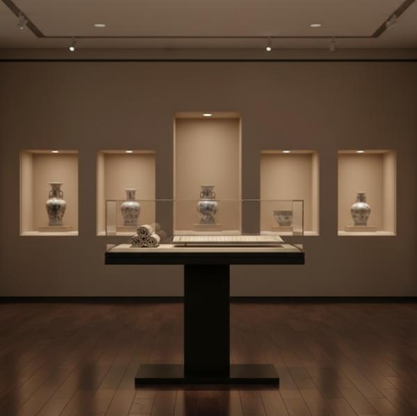 Quality Professional Museum Glass Display Cabinets T Type Sturdy For Antiques Artwork for sale