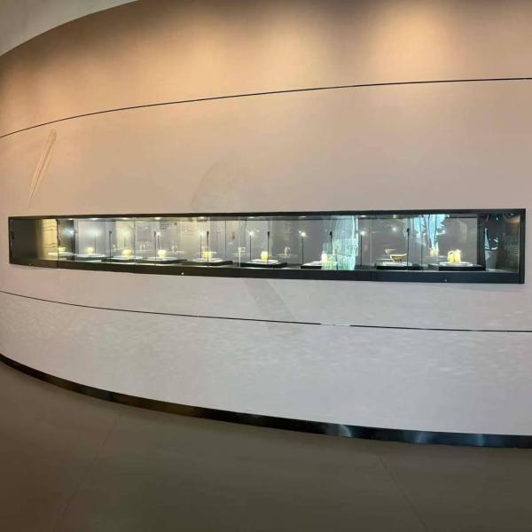 Quality Curved Wall Integrated Display Cabinet Wall-attached Niche Glass Display Case for sale