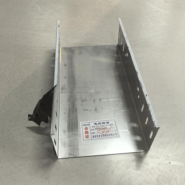Close-up of stainless steel cable tray construction