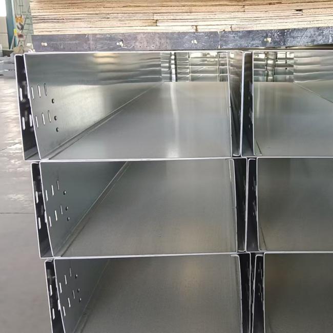 Close-up view of 400x200 cable tray showing construction details