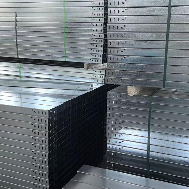 Galvanized cable tray close-up showing smooth finish