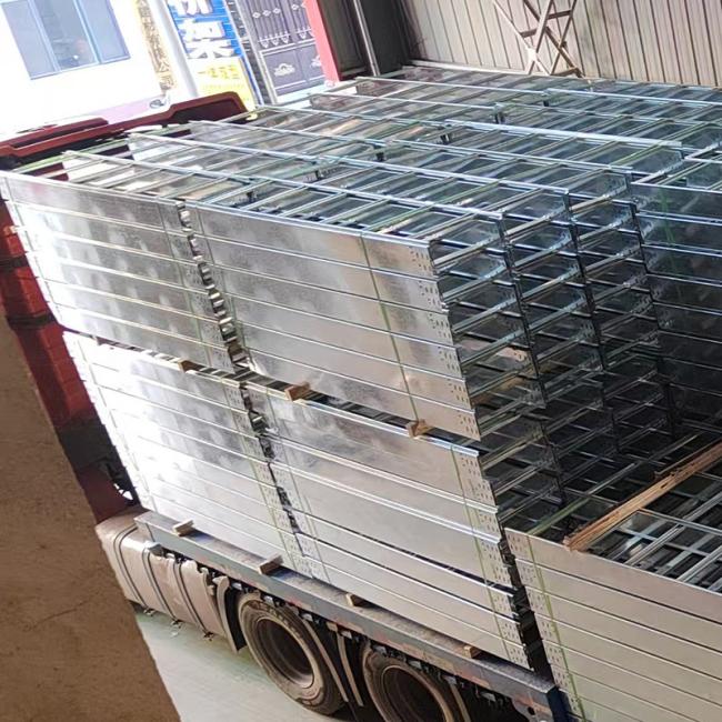 Galvanized cable tray side view showing rail height