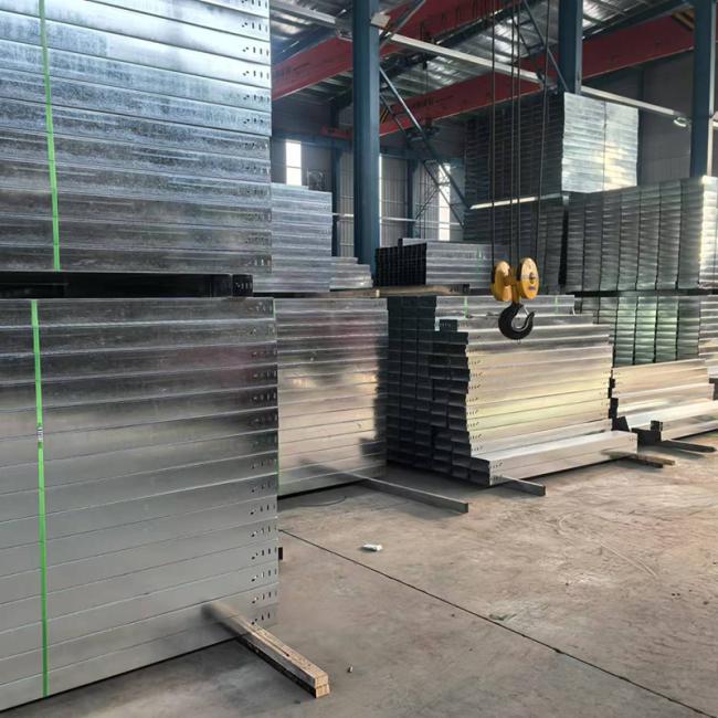 Galvanized cable tray installation example