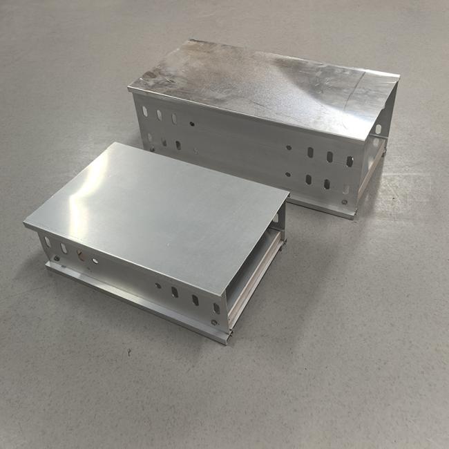 Detailed view of cable tray connection points