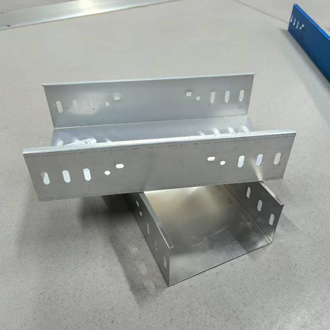 Close-up of aluminum cable tray construction