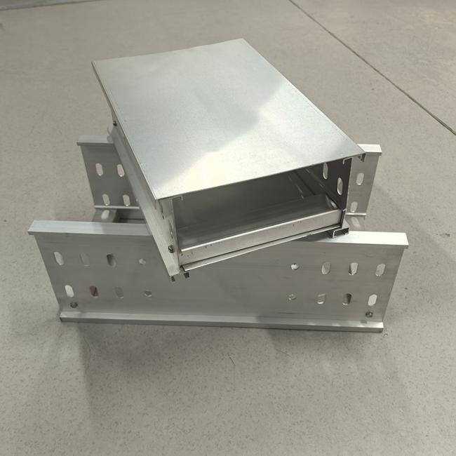 Medium duty aluminum cable tray showing slotted design