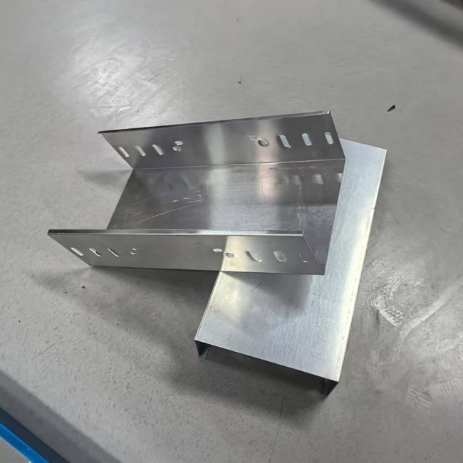 Multiple aluminum cable trays in industrial setting