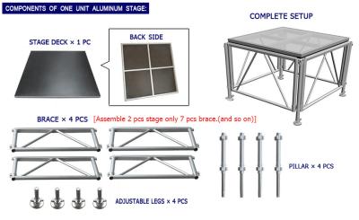 China Fast Install, Good loading Capacity, Brown Red Aluminum Plywood Portable Stage for sale