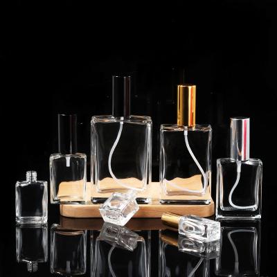 Cina 3 Oz Perfume Pocket Spray Bottle Empty Luxury Flat Square Fragrance Clear Pump Glass in vendita