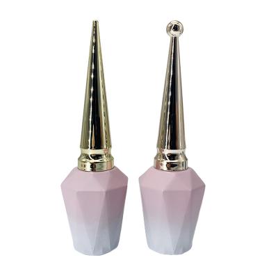 China Empty Frosted Pink 12ml 15ml Nail Polish Bottles Leak Proof for sale