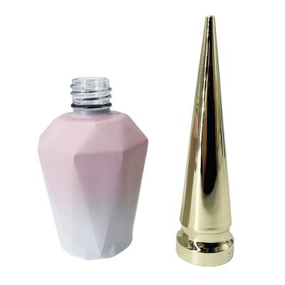 China Empty Frosted Pink 12ml 15ml Nail Polish Bottles Leak Proof for sale
