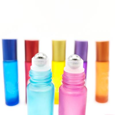 China Recyclable Frosted Glass Roller Bottles 1ml 2ml 3ml Rollerball Oil Containers for sale