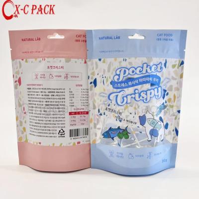 Cina Sacchetto di plastica stampato su misura 100g 150g 250g Stand up pouch Mylar riutilizzabile zipper dog pet food packaging bag in vendita