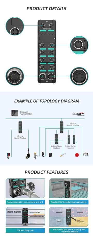 New Generation High Protection Io-Link Slave Module SD Series IP67 Remote I/O Module Sdiol-8811-M12