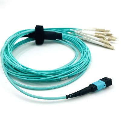 China MPO al duplex óptico 12F 24F del cordón de remiendo de la fibra del LC OM3 OM4 el 1M LSZH en venta