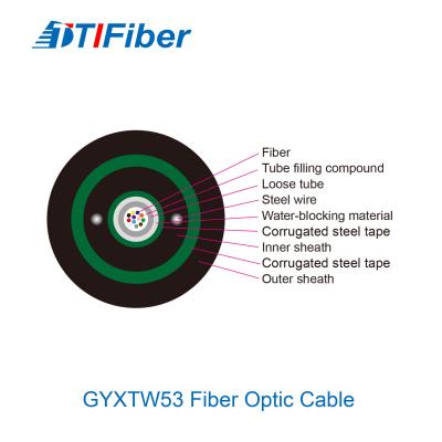 Cina Cavo della lamiera di acciaio del doppio del cavo a fibre ottiche di GYXTW53 Ourdoor in vendita