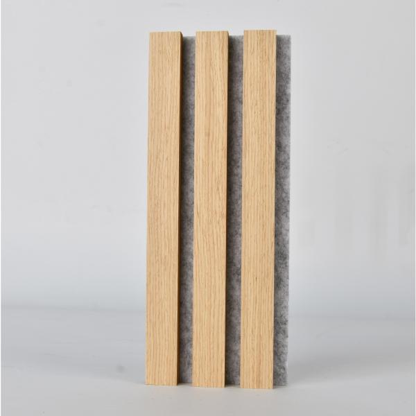 Quality 2400mm Natural Oak Acoustic Slat Wood Wall Panels With Black Grey Felt Backing for sale