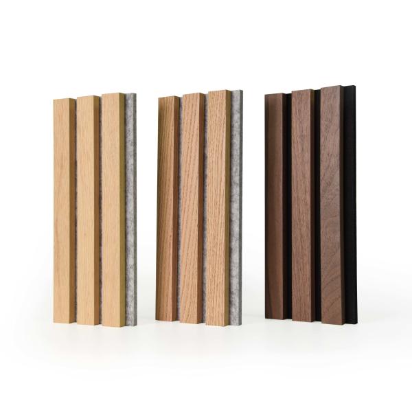 Quality 2400mm Natural Oak Acoustic Slat Wood Wall Panels With Black Grey Felt Backing for sale