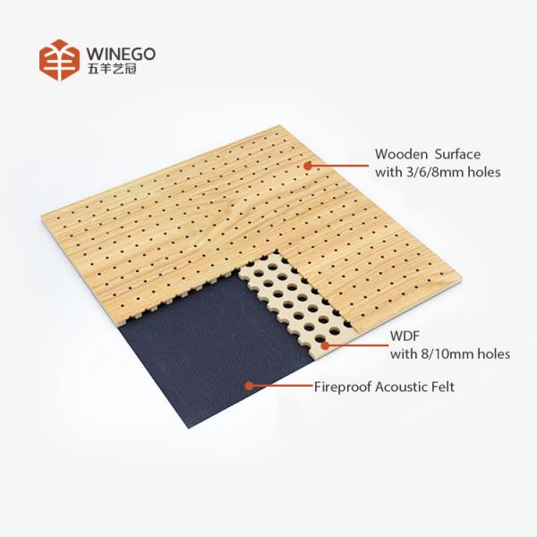 Quality Perforated Wood Acoustic Wall Panels , Decorative Sound Proof Wood Panels CE FSC for sale