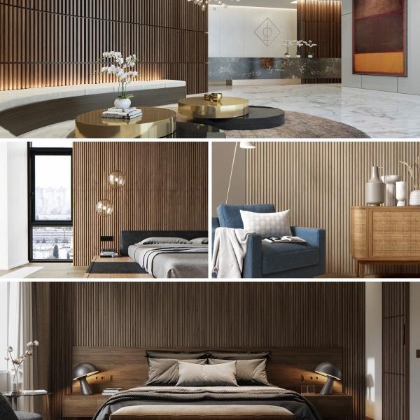Quality Veneer Banding Acoustic Wood Slat Panels 2400mm Wood Slat Wall Tiles Customized for sale