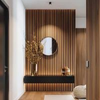 Quality Natural Veneer Slatted Wood Acoustic Panels HDF Materials Sound Proof CE FSC for sale
