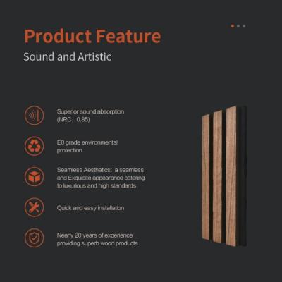 Quality Natural Veneer Slatted Wood Acoustic Panels HDF Materials Sound Proof CE FSC for sale