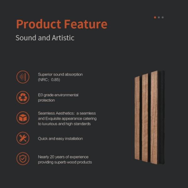 Quality Natural Veneer Slatted Wood Acoustic Panels HDF Materials Sound Proof CE FSC for sale