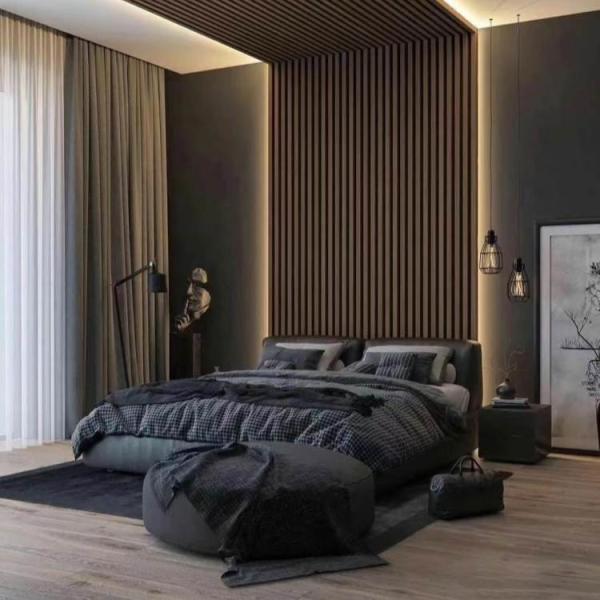 Quality Black Oak Acoustic Wooden Slat Wall Panels 600x2400mm 0.85 NRC Sound Absorption for sale