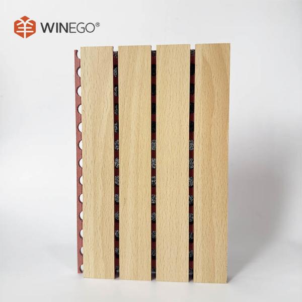 Quality Interior Soundproofing Grooved Acoustic Panels 2440mm With Red Fire Resistant MDF for sale