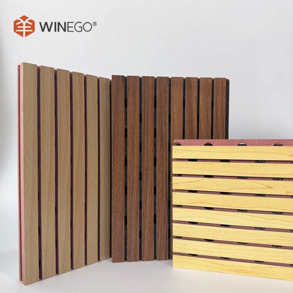 Melamine MDF Grooved Acoustic Panels 133x2440mm 197x2440mm For Ceiling And Wall