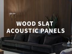 Veneer Finish Wood Slat Acoustic Wall Panels , Wood Acoustic Ceiling Tiles 600x2400mm