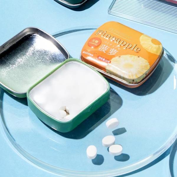 Quality Personalized Portable Mint Pressed Tablet Candy Tin Box OEM Sugar-Free Cool Feeling Hard Candy Fresh Breath Mint Lozenges 16g for sale