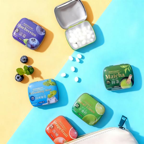 Quality Custom Brand Sugar-Free Peppermint Candy Hard Candy Pressed Tablet Fruit Flavor Fresh Breath Mint Natural Menthol Sweet Taste for sale