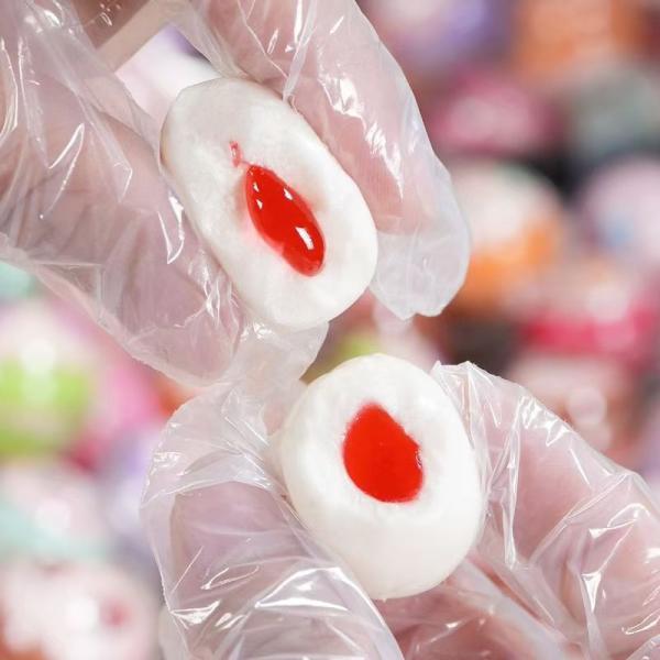 Quality Halal Certified Gummy Candy Filled Jam Assorted Ball Shape Soft Candy Sweets for sale