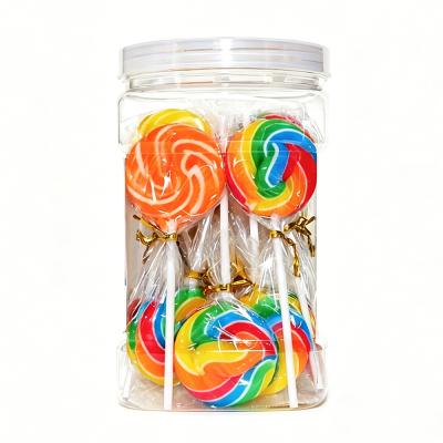 China Hard Candy Assorted Fruit Flavor Halal Sweets Colorful Rainbow Swirl Lollipops Candy for sale