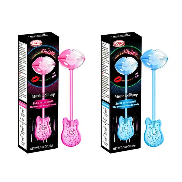 Quality Bone Conduction Music Lip Shape Flat Kid's Candy Toys Halal Hard Lollipop Candy Sweets for sale