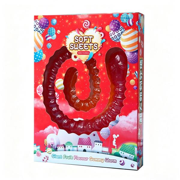 Quality Wholesale 900g Huge Worm Shape Giant Gummy Candy Fruit Flavor Soft Chewy Candy Sweets for sale
