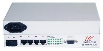 China 100M ethernet VLAN Media Converter VLAN switch with 4*FE port + 1*fiber port for sale