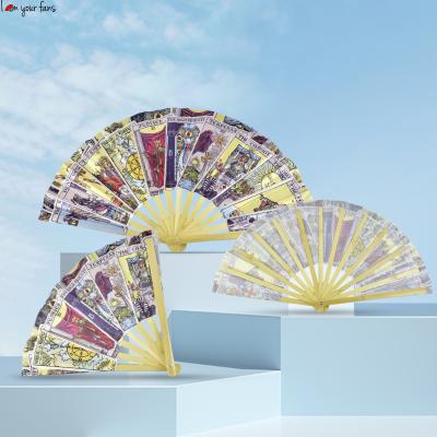China Personalised Tarot Themed Large Hand Fan Custom Printed Folding Fan for Festival,Party,Decoration for sale