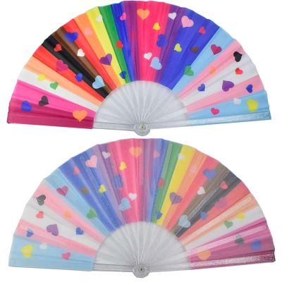 China New Design Large Hand Fan Folding Lighting Bamboo Decorative Rave Flash Fan Paper Fans for Party for sale