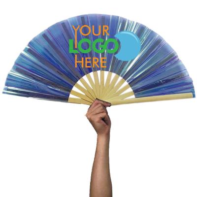 China Factory Fabric Foldable PVC Hand Fan for Nightclub Use Kungfu Fan Large Big Size Bamboo Price Customized Folk Art for sale
