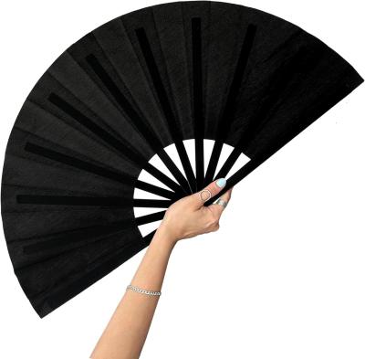 China Best Selling 13 Inch Large Carved Bamboo Rave Popping Fan Eco-Friendly Clacking Fans for Line Dancing 33cm Painted Feature for sale