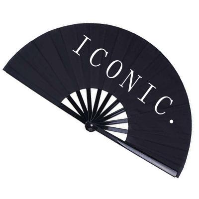 China 33CM Customized Logo Print Large Rave Clack Fans Kungfu Hand Fan Bamboo Folding Fan for Music for sale