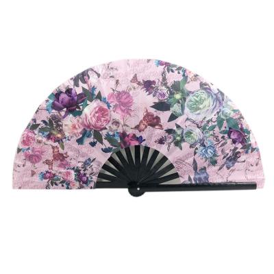 China Customized Large Wooden Folding Wedding Hand Fan Personalized Black Rave Hand Fan for Party Event Weddings for sale